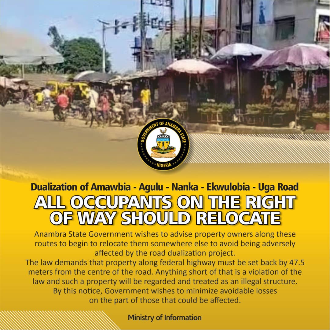 Anambra State Government Issues Notice for Dualization of Amawbia-Agulu ...