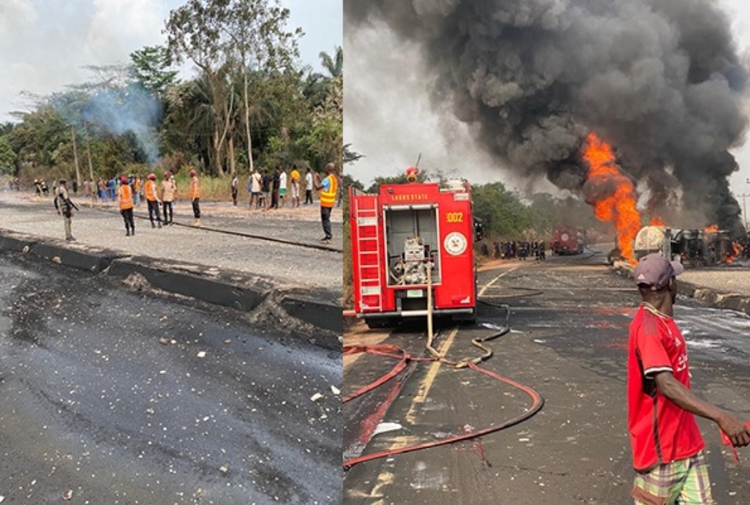 FRSC, Fire Service, and LASEMA Contain Tanker Fire on Epe-Ijebu ...